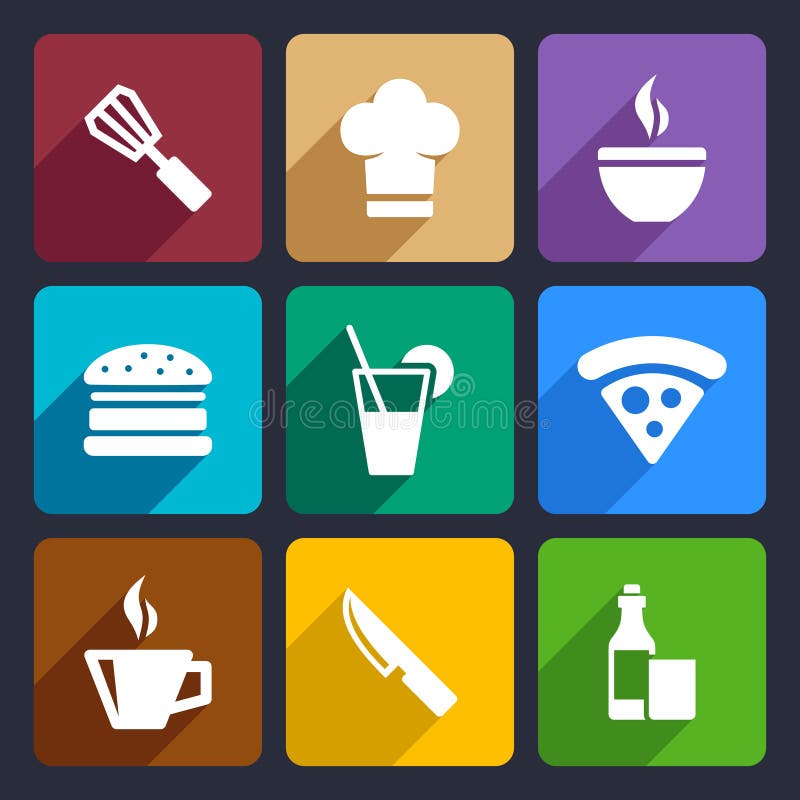 Flat icons kitchen set stock vector. Illustration of icons - 39575682