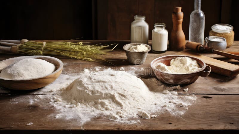 Kitchen flour table stock illustration. Illustration of dusted - 375531966