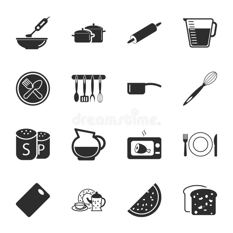Kitchen, Food 16 Icons Universal Set for Web and Mobile Stock Vector ...