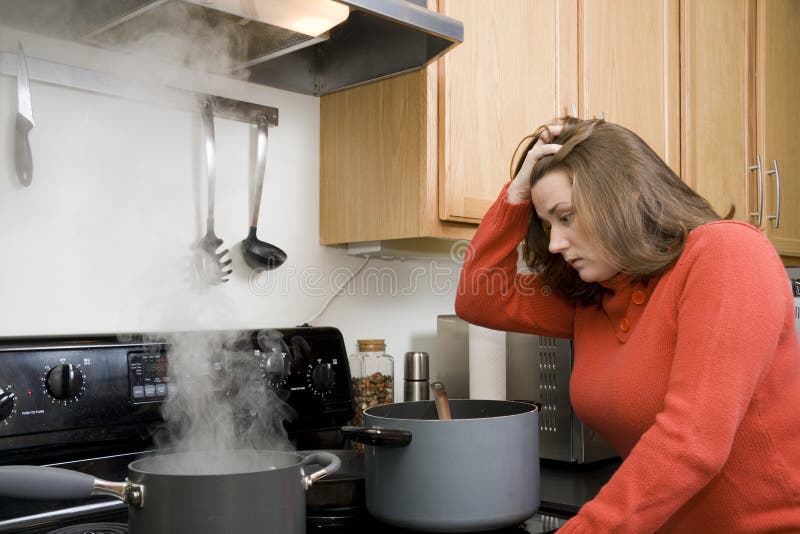Kitchen frustrations stock image. Image of person, hair - 5076627