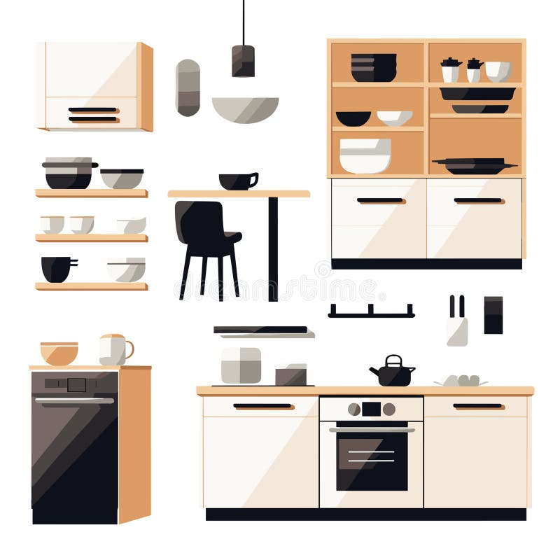 Kitchen Furniture. Furniture for the Kitchen. Vector Illustration ...