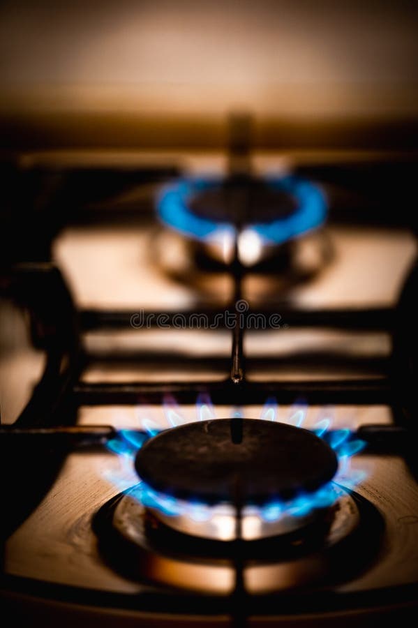 Kitchen gas burner flame stock image. Image of heat - 243074269