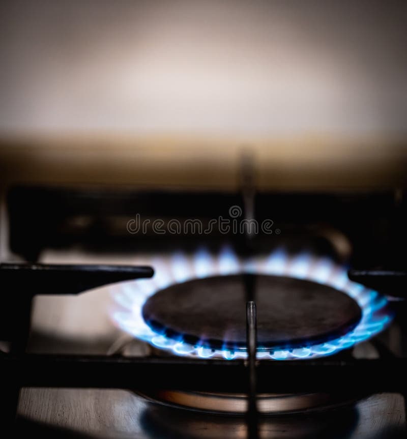Kitchen gas burner flame stock image. Image of heat - 243074269
