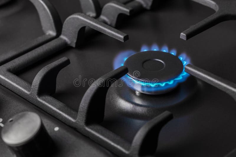 Kitchen Gas Stove Burning Burner Stock Photo - Image of glow, domestic ...