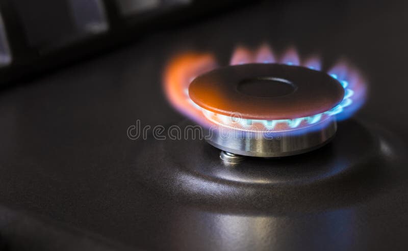 Kitchen Gas Stove Burning Burner Stock Image - Image of fuel, cooking ...