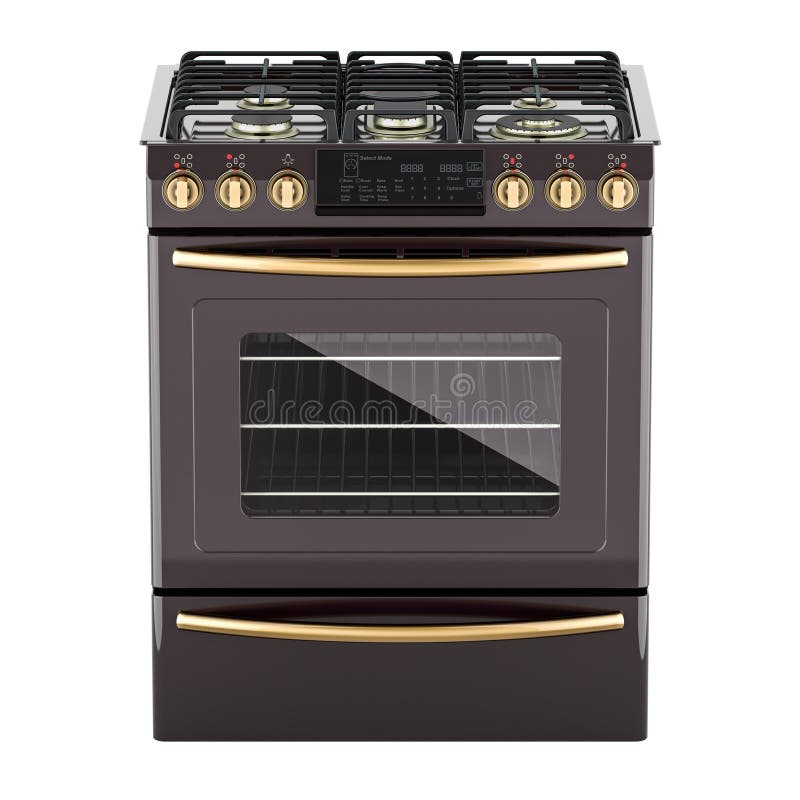 Kitchen Gas Stove with Oven, Front View. 3D Rendering Stock ...