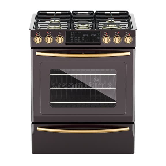 Kitchen Gas Stove with Oven, Front View. 3D Rendering Stock ...