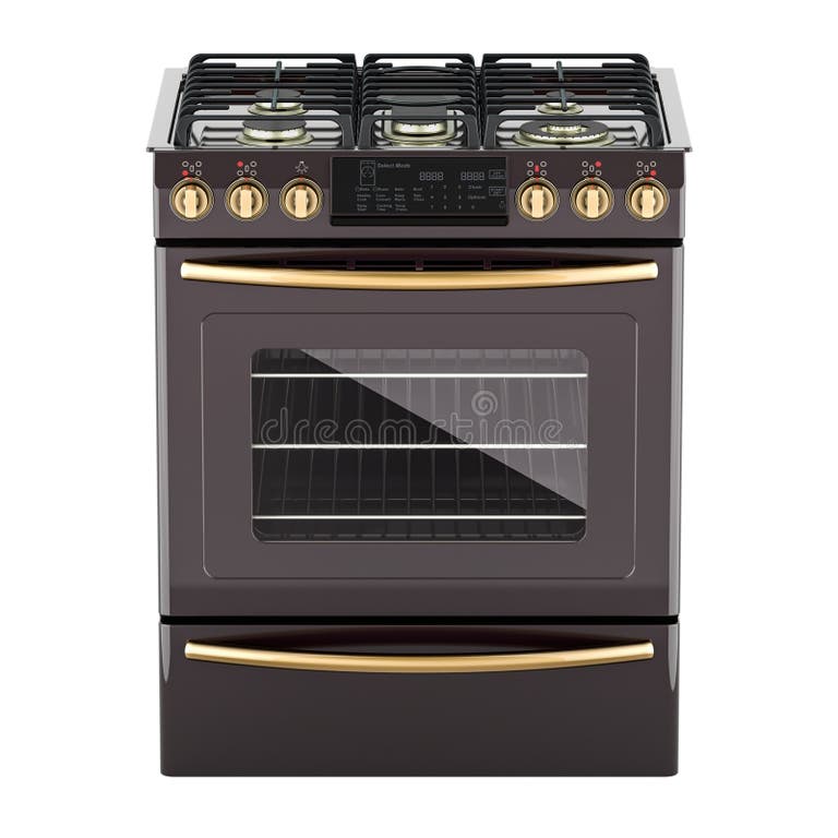 Kitchen Gas Stove with Oven, Front View. 3D Rendering Stock ...