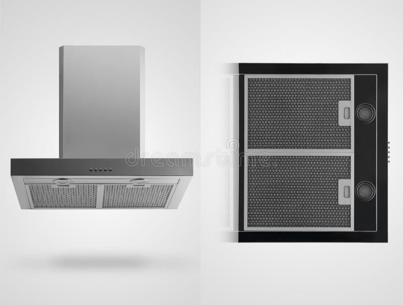 Kitchen Hood with Cabinets and Shelf Contour Sketch Black and White ...