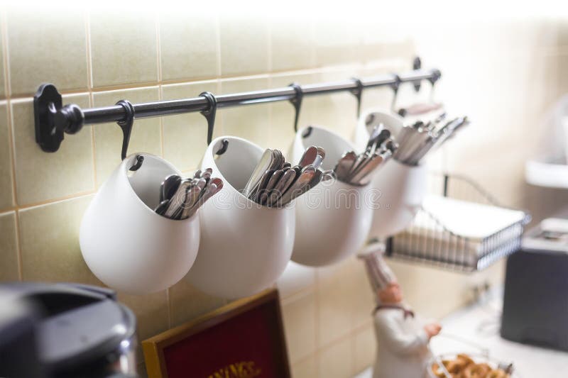 A kitchen hooks stock image. Image of shiny, white, cooking - 105529857