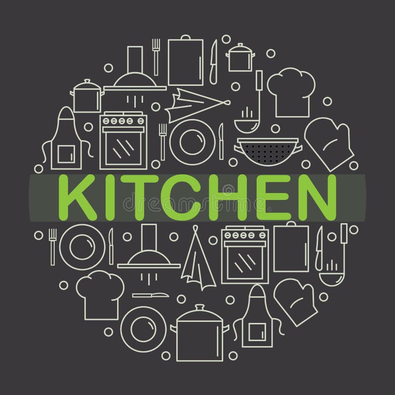 Kitchen Icon Inside the Circle in the Style of the Line. Stock Vector ...