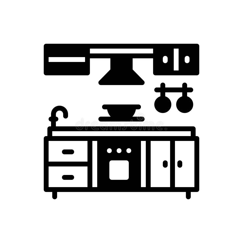 Black Solid Icon for Kitchen, Cooking Area and Cooks Stock Vector ...