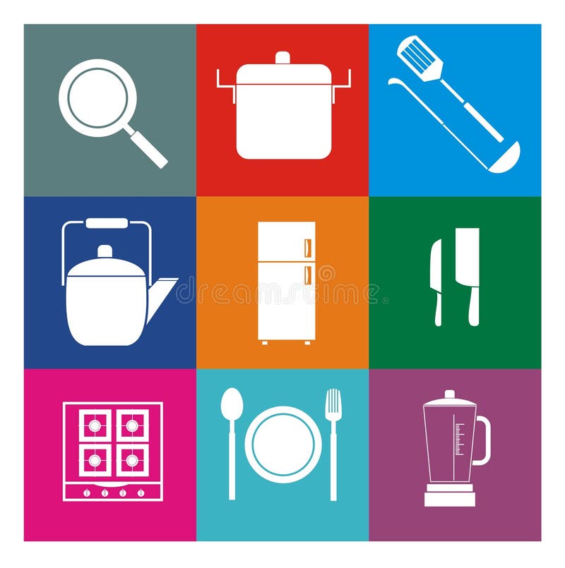 Kitchen icon set stock vector. Illustration of food, blender - 51352208