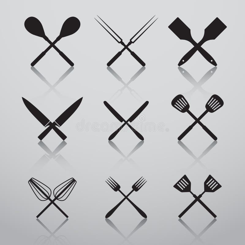 Kitchen icon set stock illustration. Illustration of restaurant - 98646268