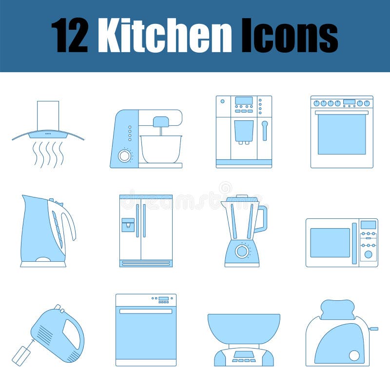 Kitchen Icon Set stock vector. Illustration of toaster - 194360740