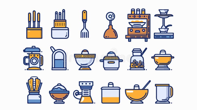 Professional Kitchen Tool Icon Set for Culinary Designs and Projects ...