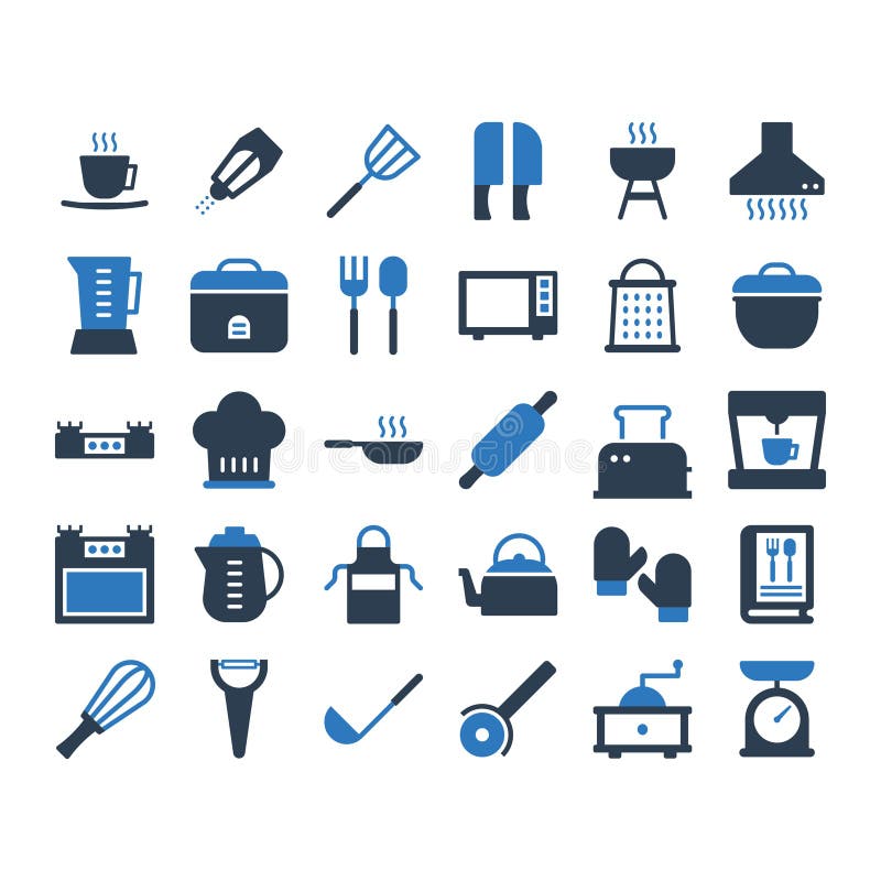 Kitchen Icons Set stock illustration. Illustration of vector - 393198574