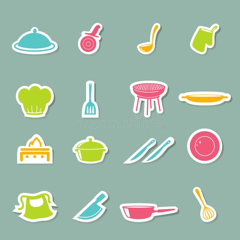 Kitchen icons set stock vector. Illustration of dress - 47958472