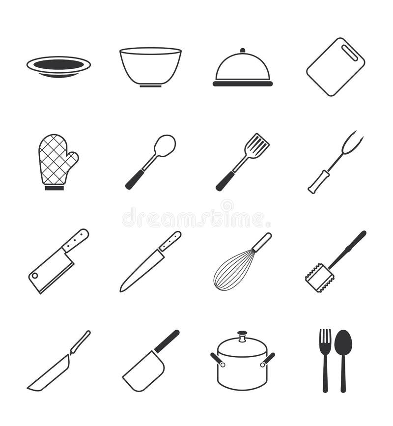 Kitchen icons set stock vector. Illustration of cutlery - 41172948