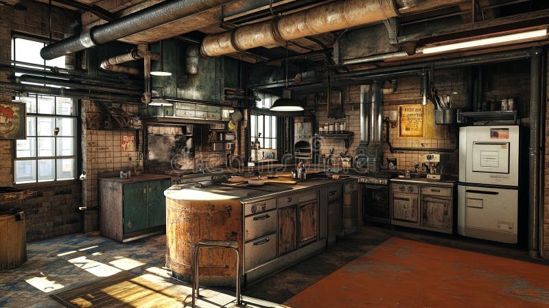 Kitchen Industrial Design Exposed Pipes Stock Photos - Free & Royalty ...