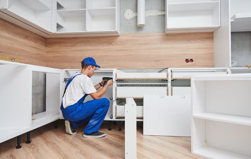 Kitchen Installation Service Man Stock Image - Image of installer, work ...