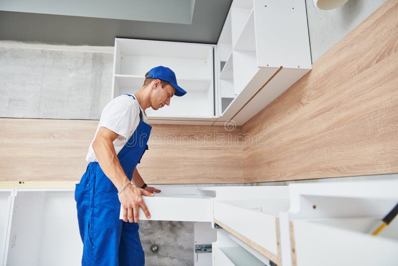 Kitchen Installer at Carpenter Work Stock Photo - Image of carpenter ...