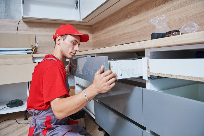 Kitchen Installation Service Man Stock Image - Image of installer, work ...