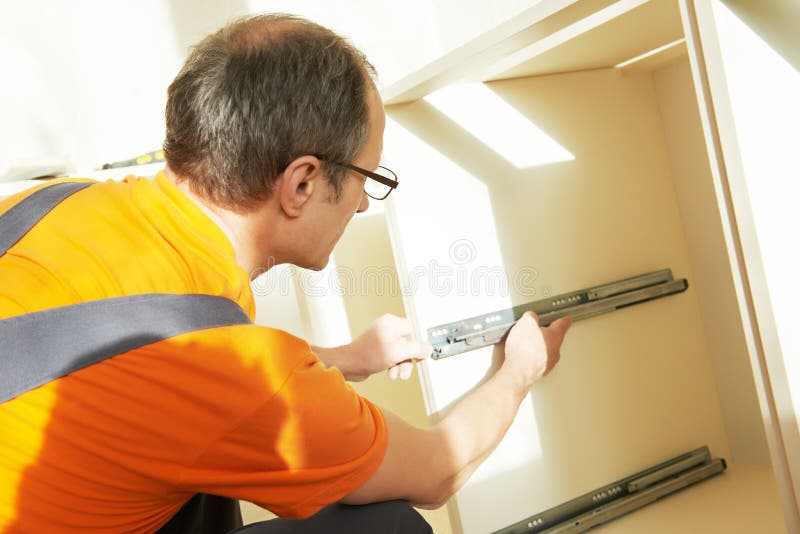 Kitchen Installer at Carpenter Work Stock Photo - Image of carpenter ...