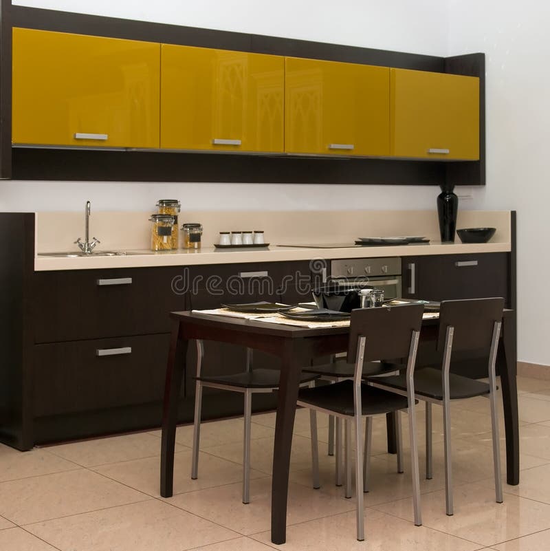 Beautiful and Modern Kitchen Interior Design. Stock Photo - Image of ...