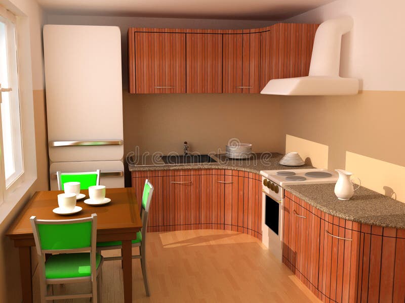 Kitchen an interior 3d stock illustration. Illustration of decor - 4347029