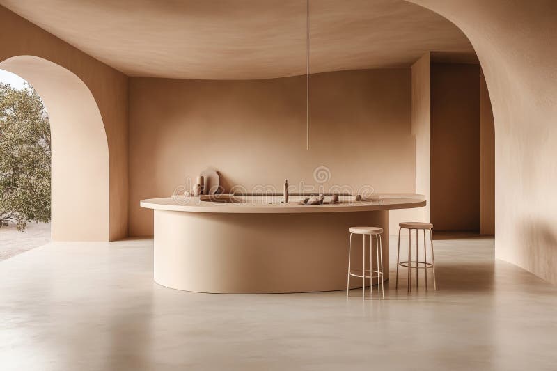 Kitchen Interior with a Bar Countertop and Cooking Area, As Well As ...