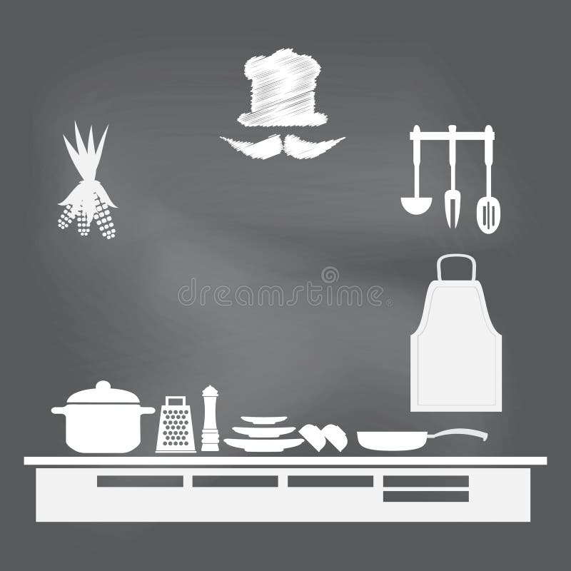 Kitchen Interior Concept, Kitchen Symbol Vector Illustration Stock ...