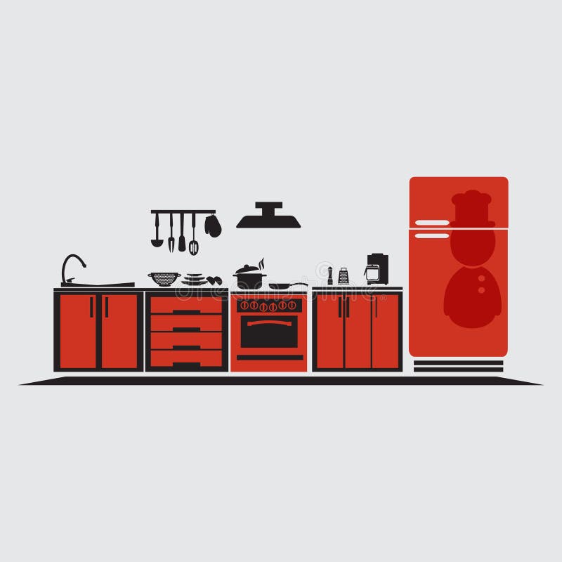Kitchen Interior Concept Vector Illustration Stock Vector ...
