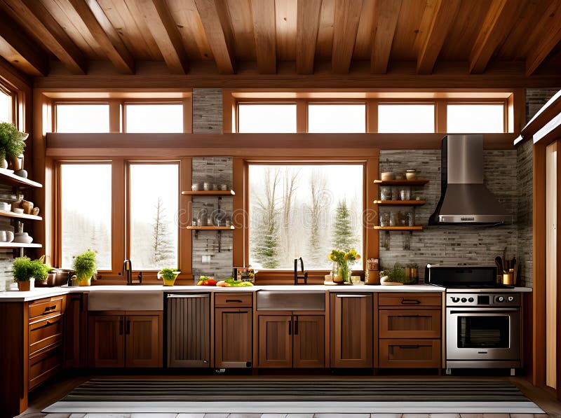 Kitchen Interior with Cozy and Inviting Design. Stock Illustration ...