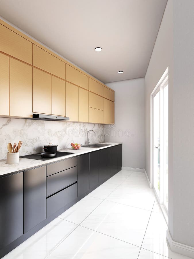 Kitchen with Interior Decoration and Good Solar Lighting Stock ...