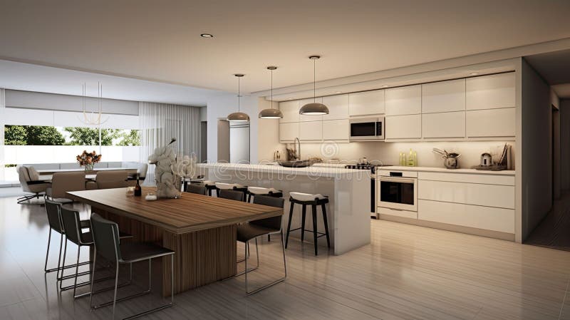 Kitchen Interior Design Presentation Stock Illustration - Illustration ...