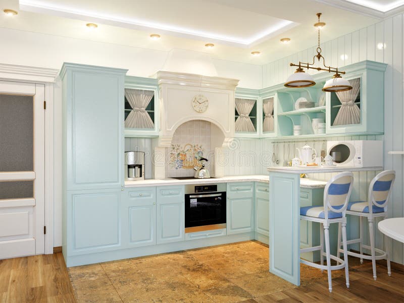 Kitchen provence style stock illustration. Illustration of provence ...