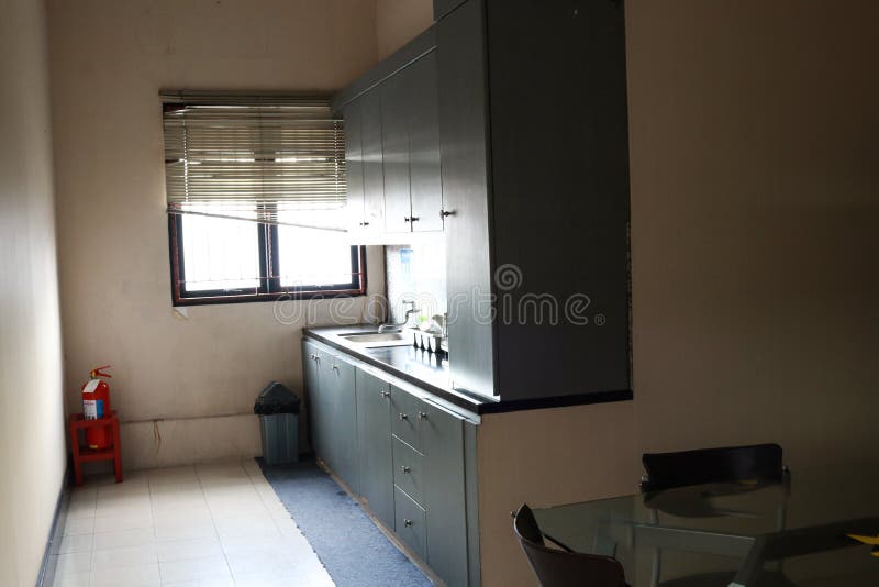 Kitchen Interior with Dim Colors in Stock Photo - Image of empty ...