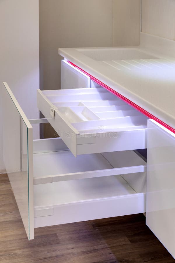 A Kitchen Interior with Drawers Stock Image - Image of contemporary ...