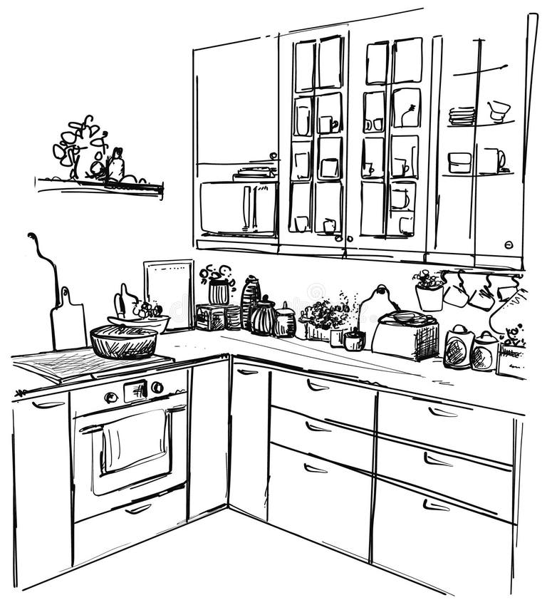 Freehand Kitchen Design Sketch Stock Illustrations – 2,991 Freehand ...