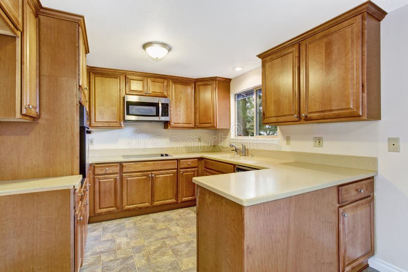 Kitchen Interior in Empty House Stock Image - Image of windows ...