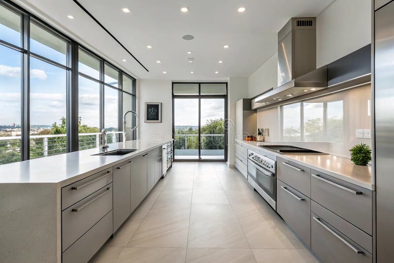 Kitchen Interior. Full View of a Modern Interior Kitchen Stock Image ...