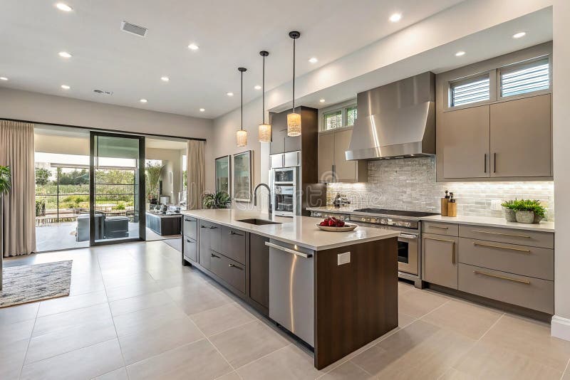 Kitchen Interior. Full View of a Modern Interior Kitchen Stock Image ...