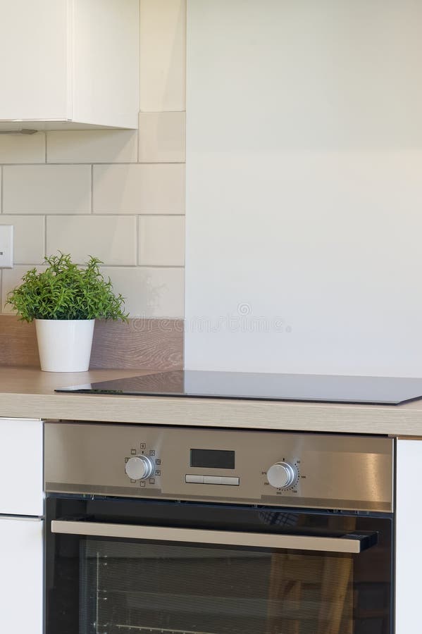 Kitchen Interior Neutral Colour Style and White Plant Pot Stock Photo ...
