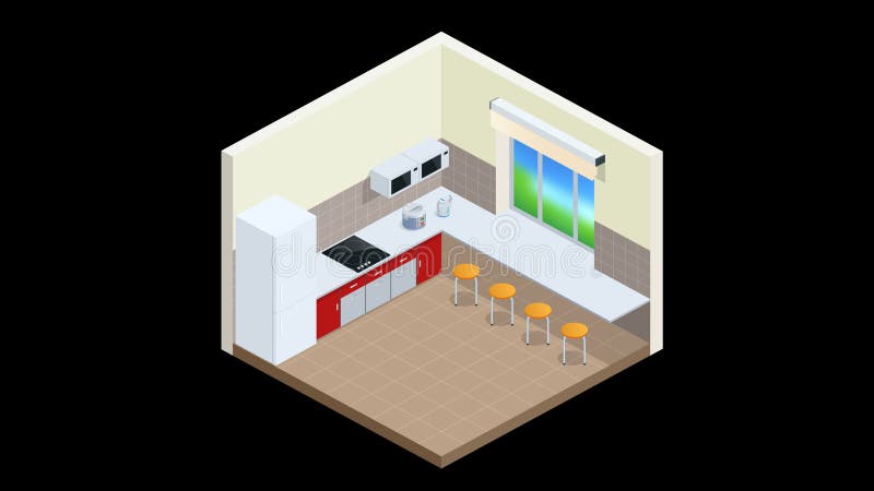 Kitchen Interior Popup Animation Stock Video - Video of student, layer ...