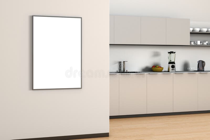 Kitchen Interior with Poster on the Wall Stock Illustration ...