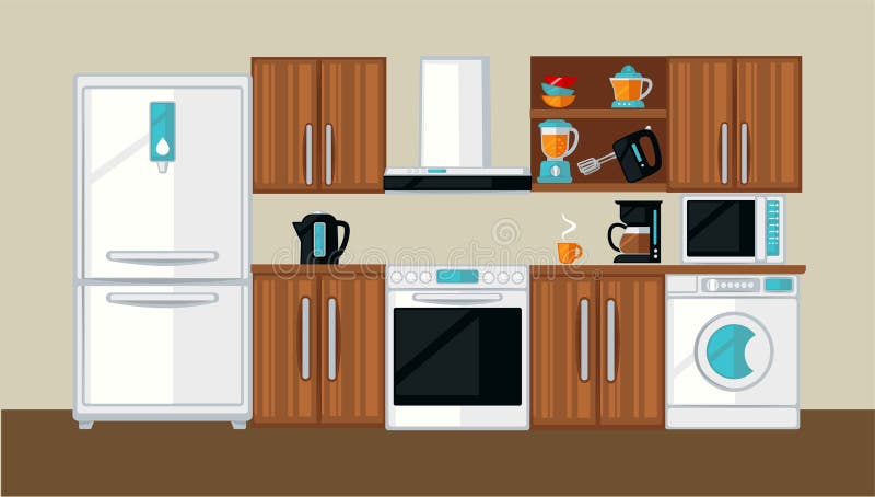 Kitchen interior template stock vector. Illustration of design - 90914267