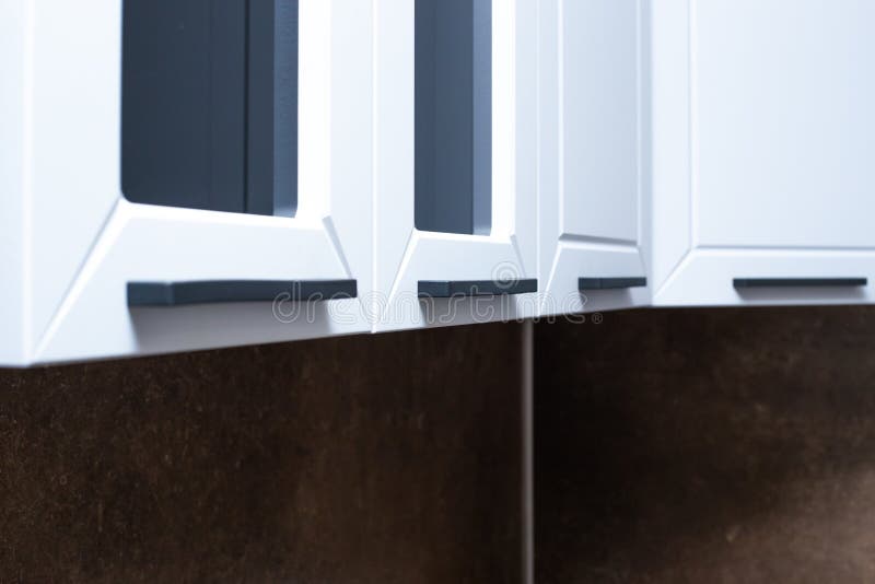 Kitchen Interior, Upper Cupboards of the Kitchen Unit in Light Color ...