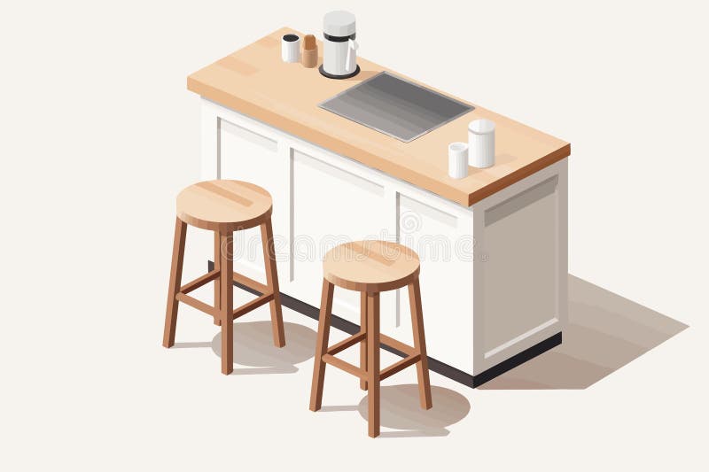 Kitchen Island and Bar Stools Isolated Vector Style Illustration Stock ...