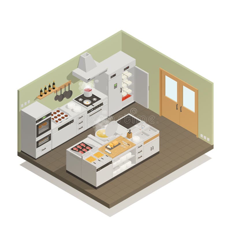 Restaurant Kitchen Isometric Collection Stock Illustrations – 560 ...